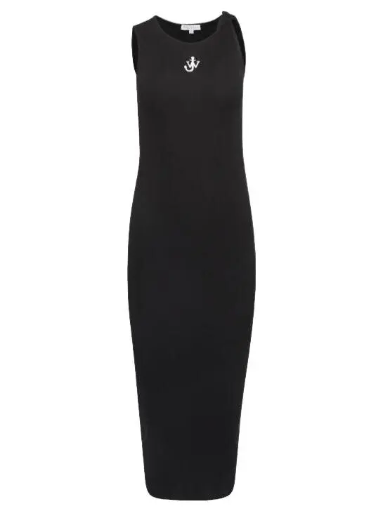 J.W.ANDERSON Jw Anderson Logo-embroidered Twisted Strap Maxi Dress - Black