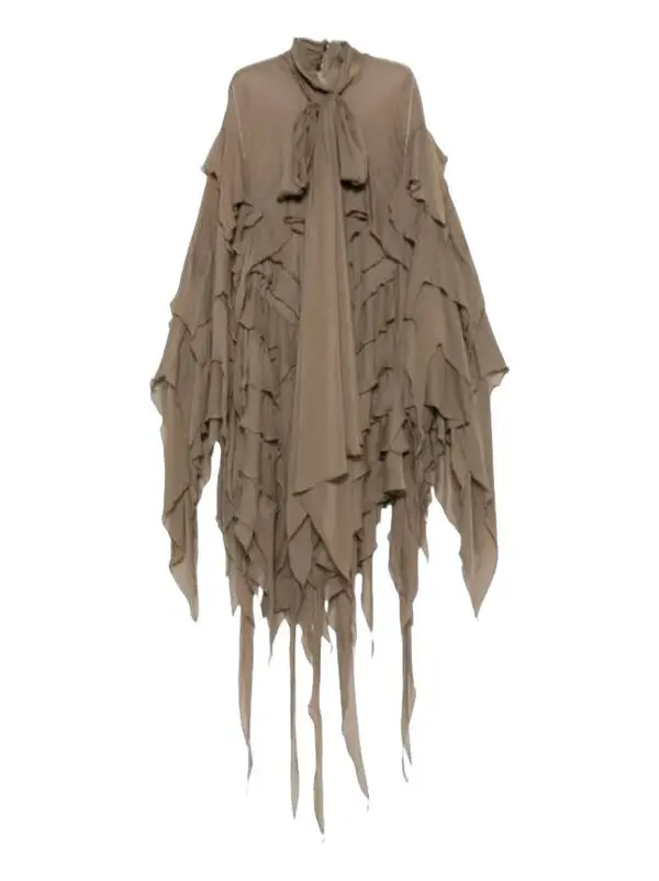 Blumarine Ruffled Pussy-bow Dress - Brown
