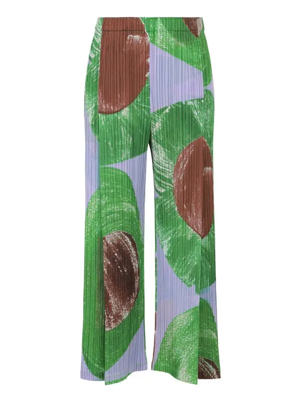 PLEATS PLEASE BY ISSEY MIYAKE Avocado Print Pleated Trousers - Brown
