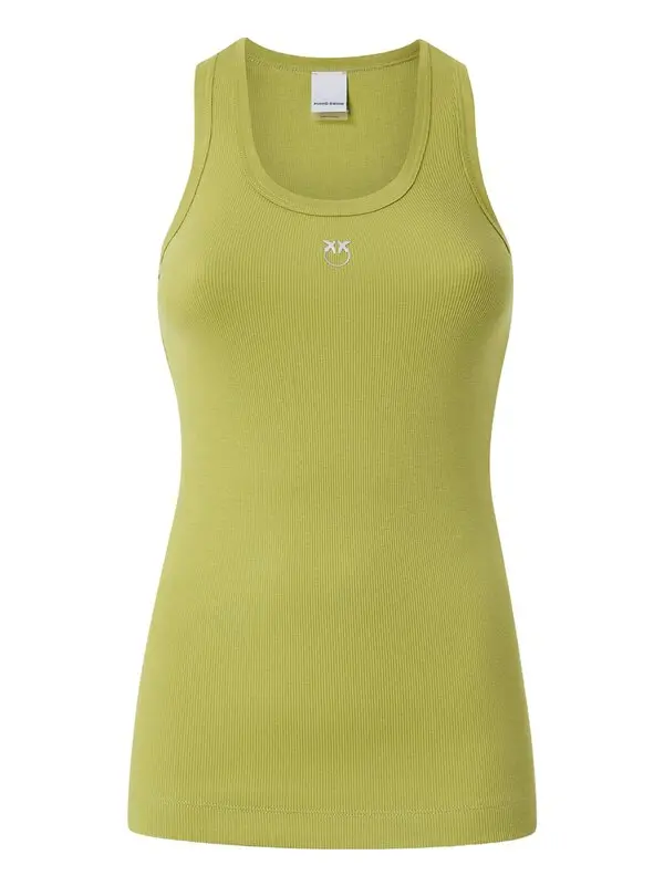 Pinko Logo Detailed Ribbed Tank Top - Green