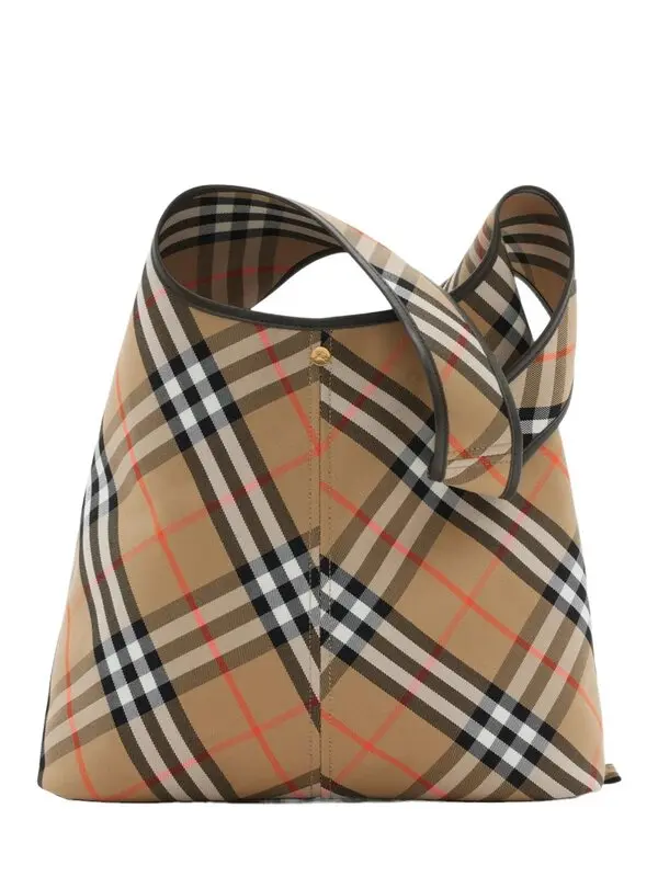 Burberry Large Checked Shoulder Bag - Sand-colored