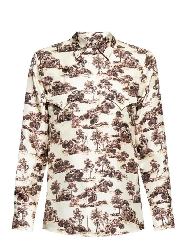 Dsquared2 Monster Truck-printed Buttoned Shirt - White