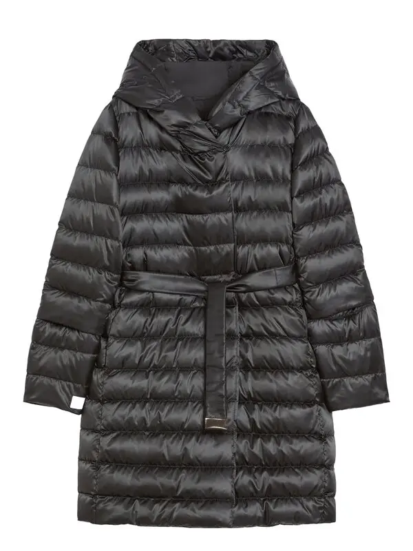 Max Mara Reversible Down Jacket In Water-repellent Satin - Black