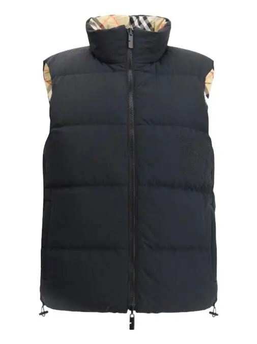 Burberry Checked Reversible Down Vest - Black
