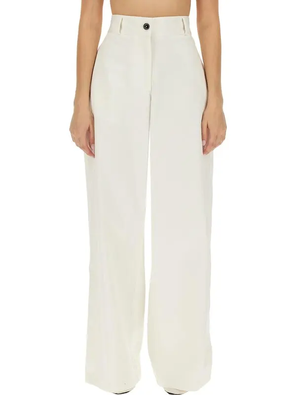 JIL SANDER Wide Leg Belted Trousers - White