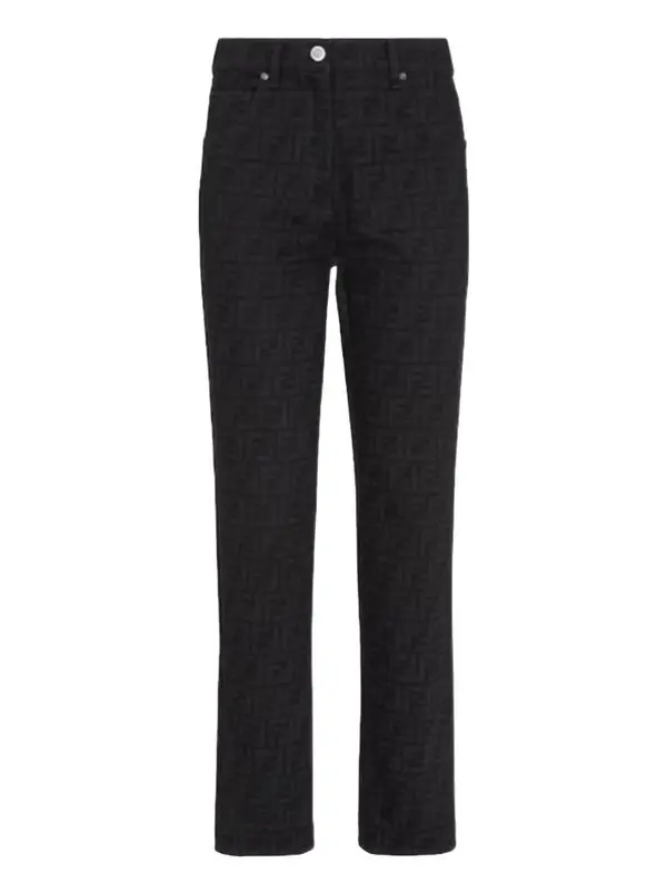 Fendi Ff Logo Slim-fit Jeans - Black