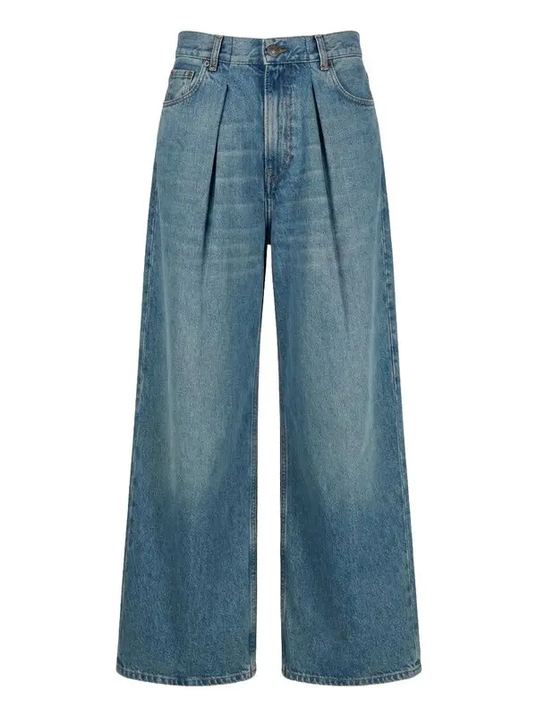 HAIKURE Candy Pleated Wide-leg Jeans - Blue