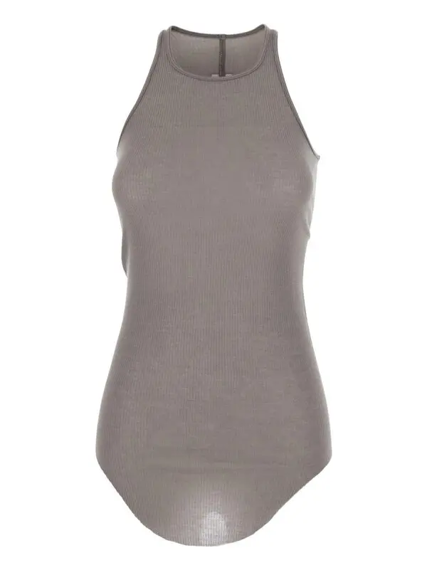 Rick Owens Sleeveless Ribbed U-neck Top - Grey