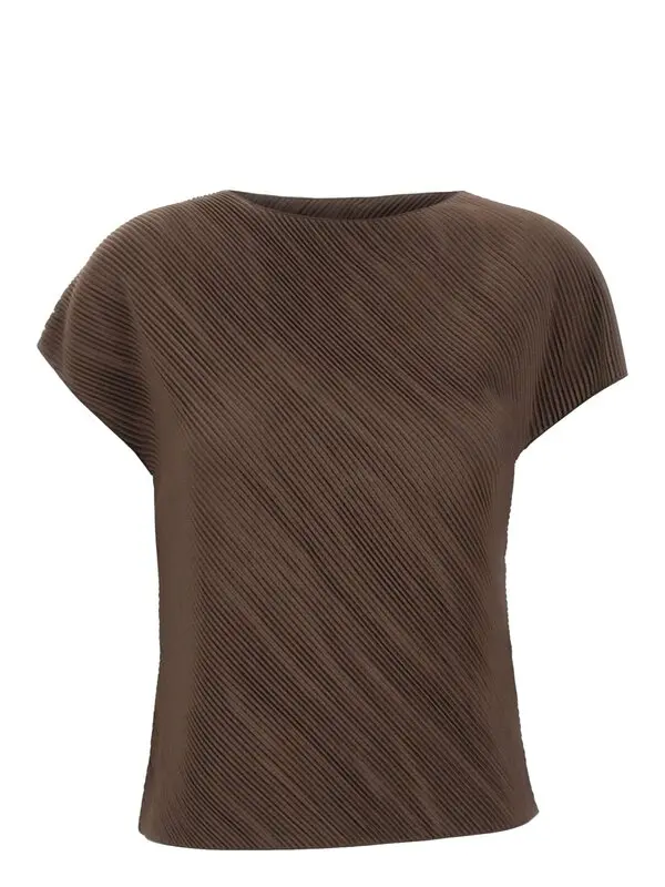 Vince Pleated Cap-sleeve Top - Brown