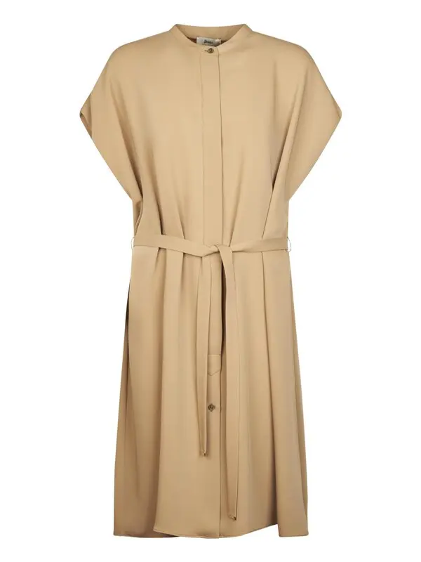 Herno Belted High Neck Dress - Nude