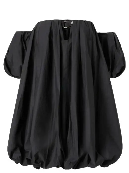 Pinko Off-the-shoulder Pleated Mini Dress - Black