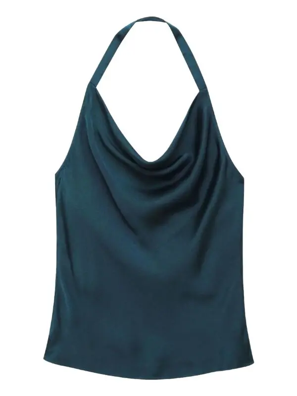 ANINE BING Kia Silk Cowl-neck Top - Blue