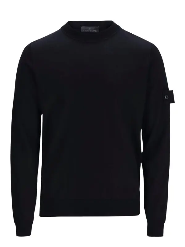 Stone Island Compass Patch Crewneck Jumper - Black