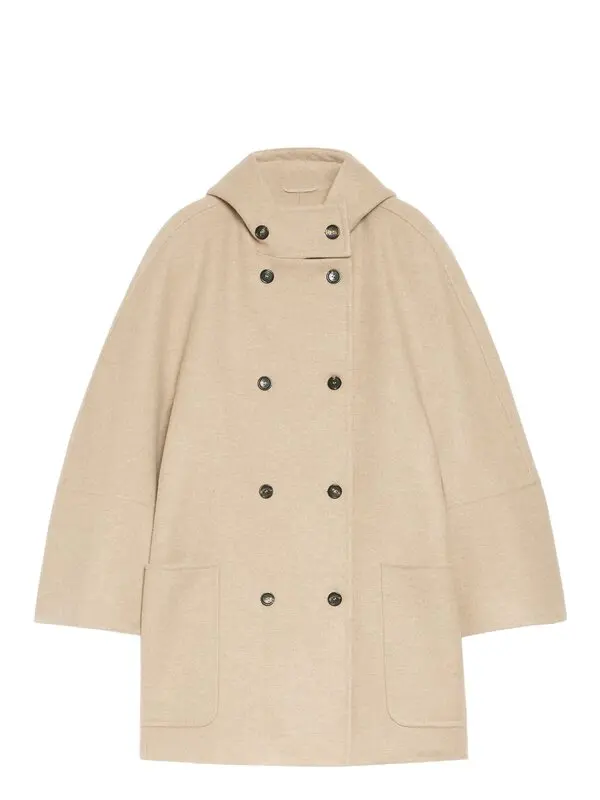 Max Mara Hooded Double-breasted Coat - Beige