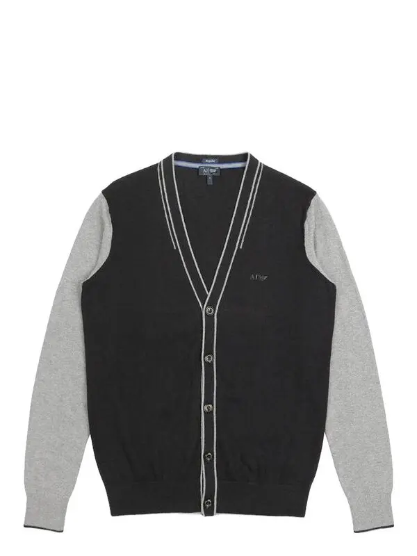 Emporio Armani Color-blocked Knitted Cardigan - Black