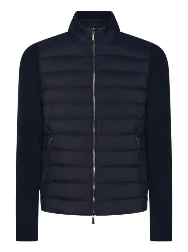 MOORER Quilted Zip-up Coat - Black
