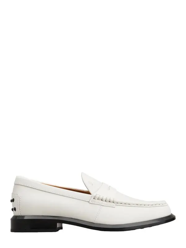 TOD'S Leather Slip-on Loafers With Embossed Pebbles - White