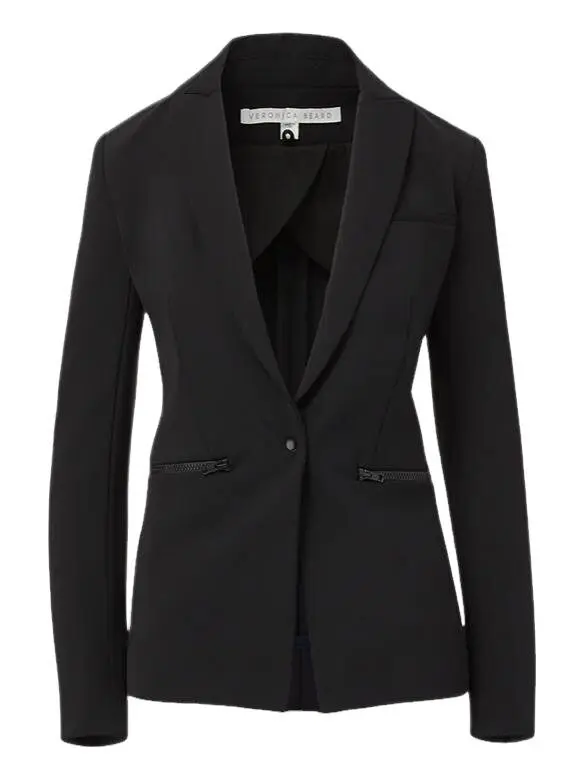 Veronica Beard Single-breasted Blazer With Zippered Pockets - Black