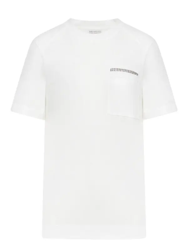 Brunello Cucinelli Embellished Crewneck T-shirt - White