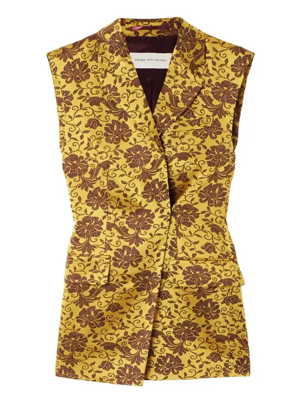 Dries Van Noten Floral Jacquard Vest - Brown
