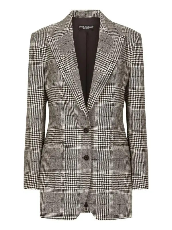 Dolce & Gabbana Glen Plaid Single-breasted Blazer - Grey