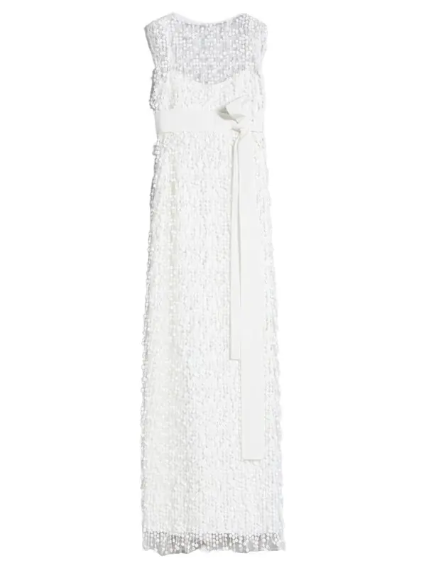 Max Mara Embroidered Tulle Maxi Dress - White