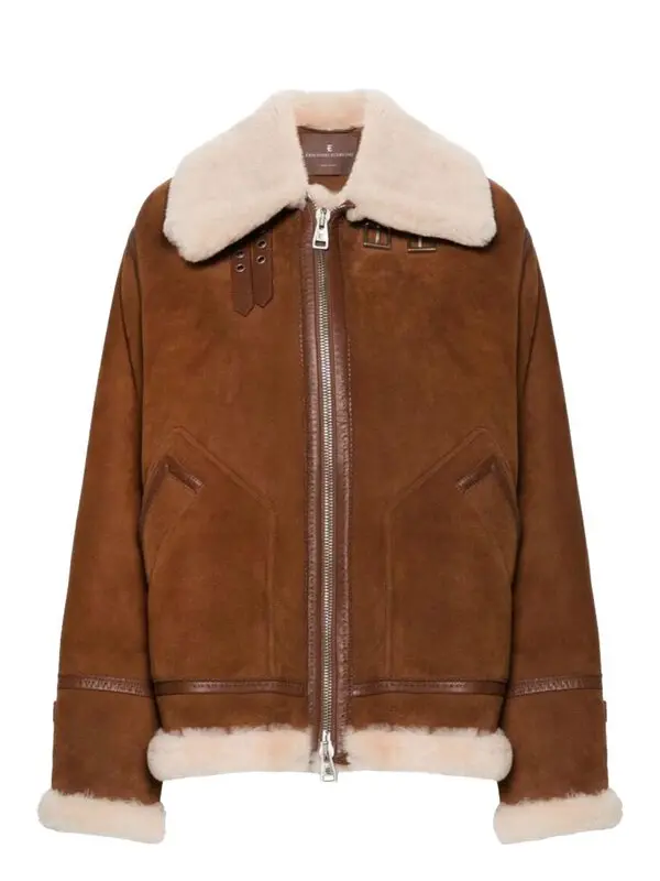 Ermanno Scervino Suede Aviator Jacket - Brown