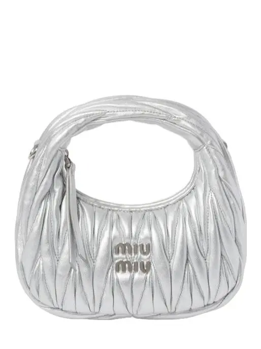 Miu Miu Matelassé Nappa Leather Hobo Mini-bag - Silver