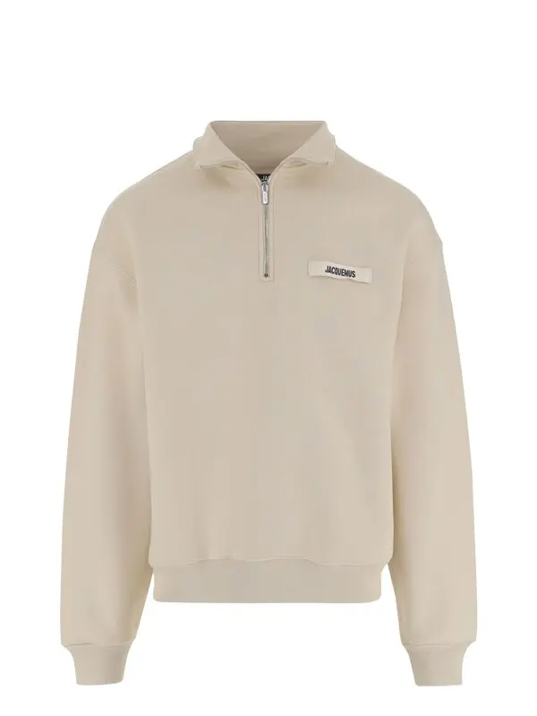 Jacquemus The Gros Grain Zipped-rollneck Sweatshirt - Nude