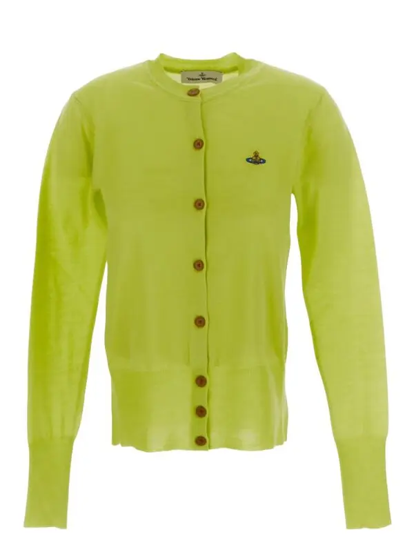 VIVIENNE WESTWOOD Orb Embroidered Knitted Cardigan - Green