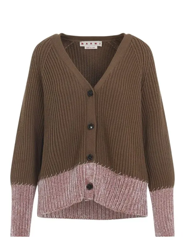 Marni Color-block Knitted Cardigan - Brown