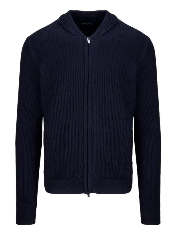 ROBERTO COLLINA Navy Blue Knitted Cardigan - Black