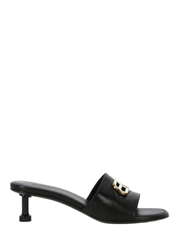 Balenciaga Bb Plaque Open-toe High Heel Sandals - Black