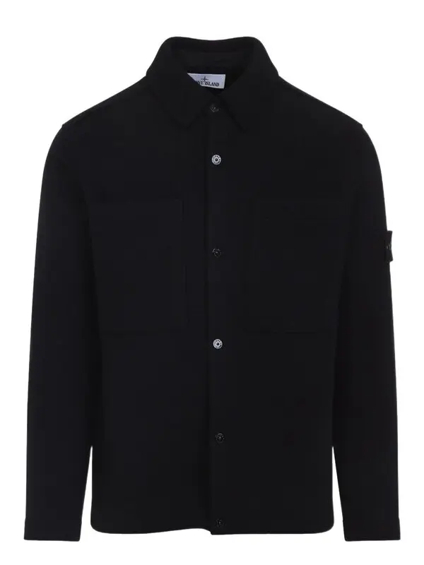 Stone Island Logo Patch Buttoned Cardigan - Black