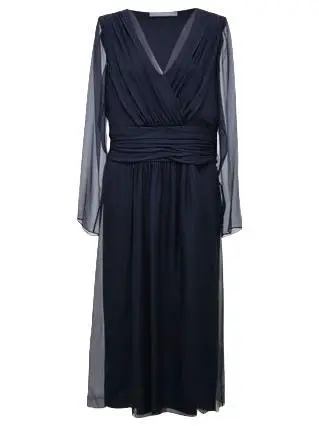 Alberta Ferretti V-neck Midi Chiffon Dress - Blue