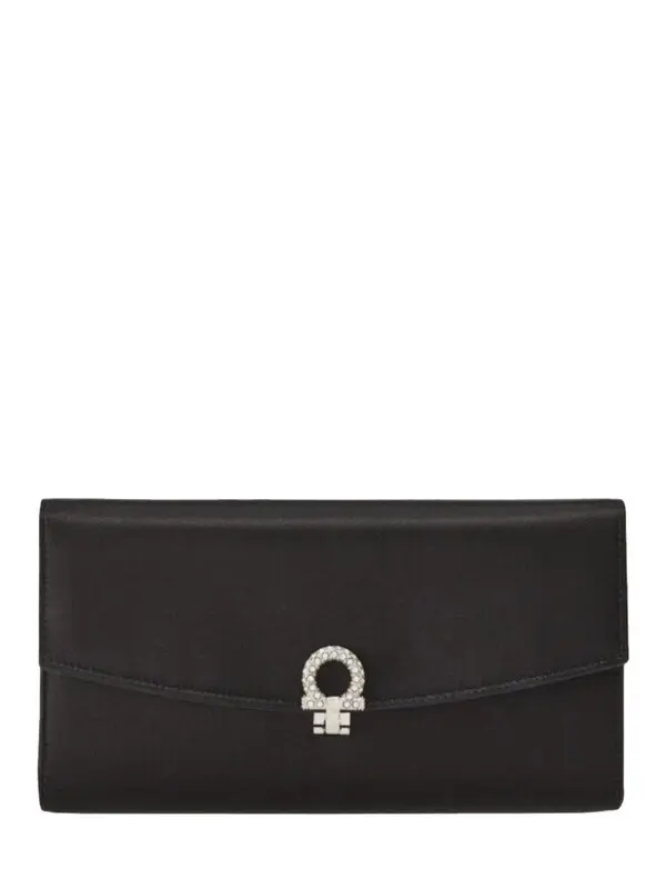FERRAGAMO Gancini Logo Clutch Bag - Black