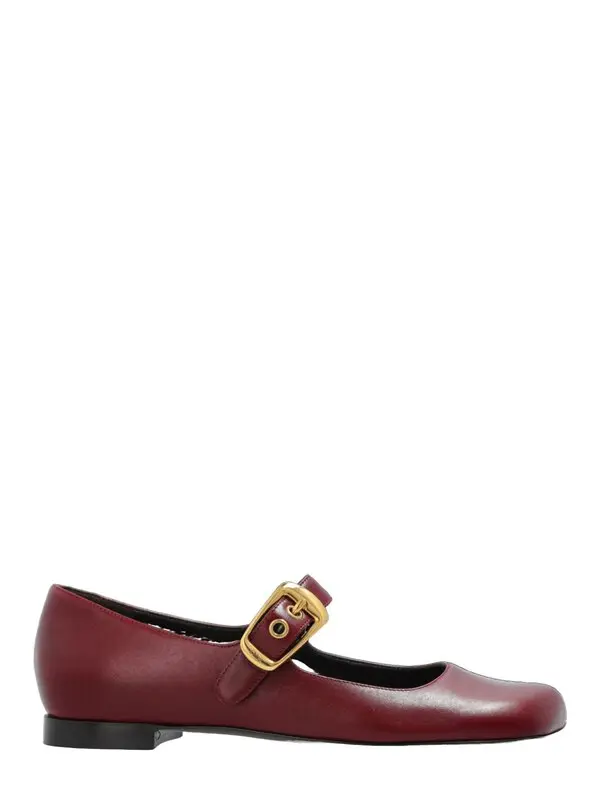 Chloé Polly Ballet Flats With Gold Buckle Detail - Brown