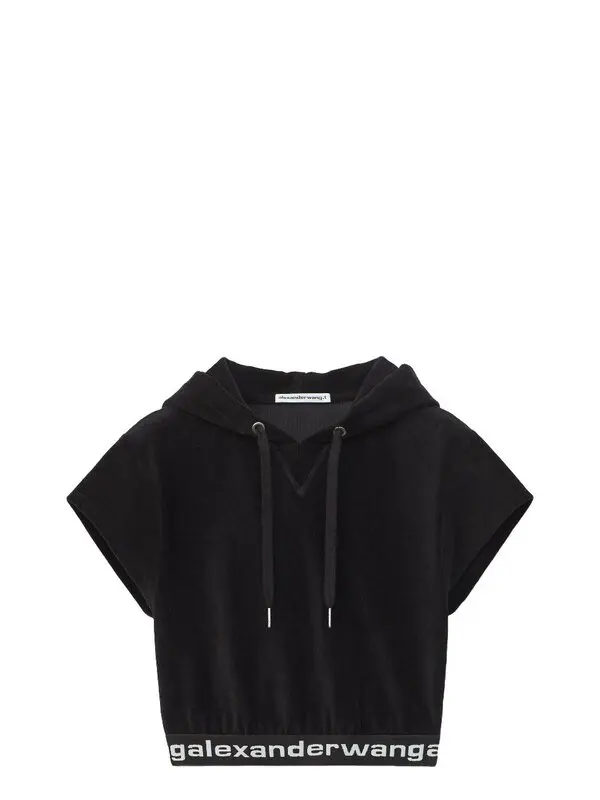 Alexander Wang Cropped Corduroy Hoodie - Black