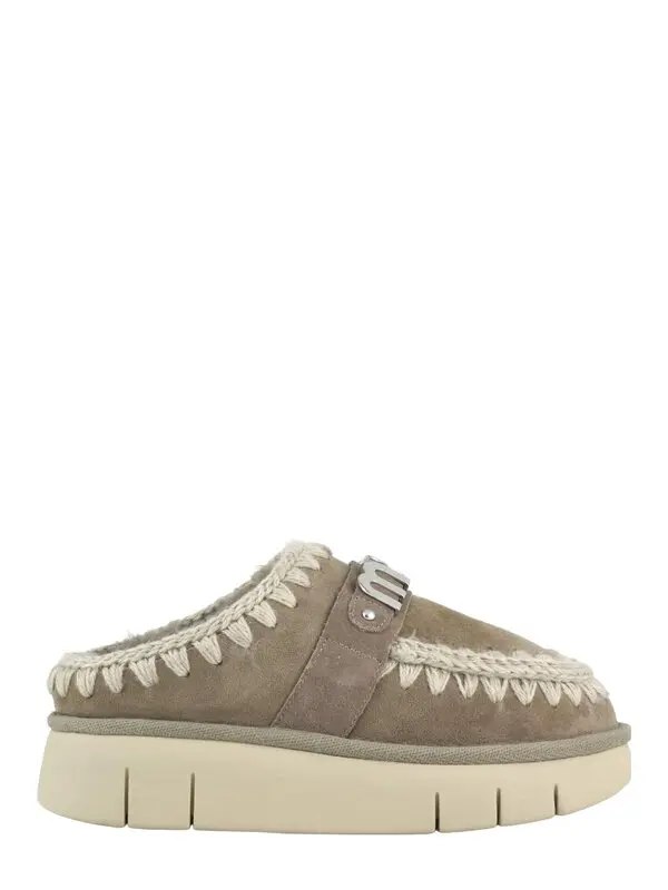 Mou Sheepskin Clog Sandals - Grey