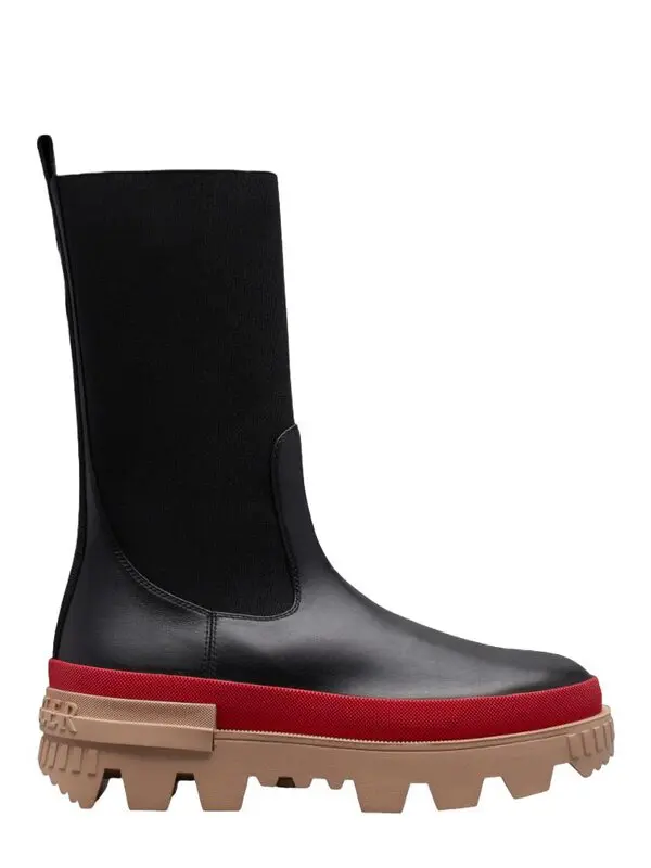 Moncler Logo Leather Chelsea Boots - Black