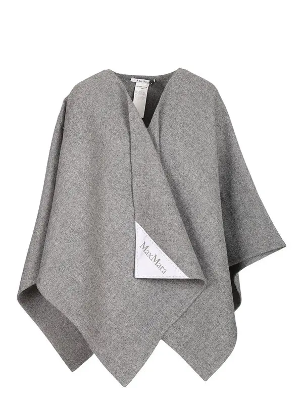 Max Mara Serra Logo Patch Cape - Gray