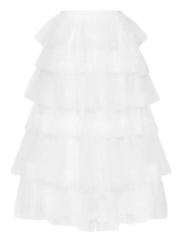 Red Valentino Tulle Ruffled Midi Skirt - White