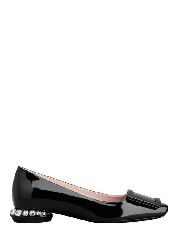 ROGER VIVIER Strass Heel Covered Buckle Ballerinas In Patent Leather - Black
