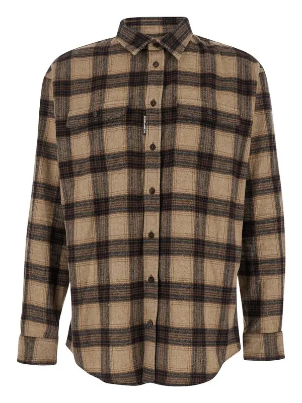 Dsquared2 Checked Long-sleeved Shirt - Brown