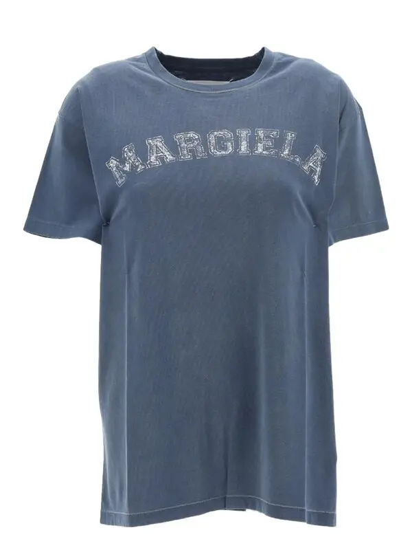 MAISON MARGIELA Logo Printed Crewneck T-shirt - Blue
