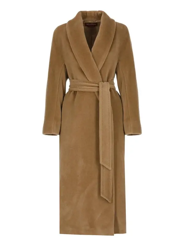 Max Mara Belted Long-sleeved Coat - Brown