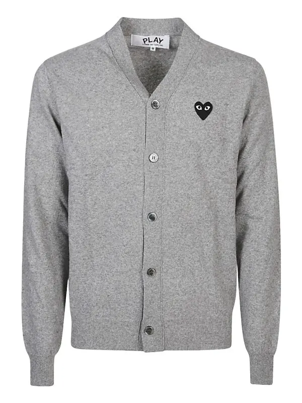 Play Comme Des Garcon Mélange-effect Wool Cardigan - Mist Grey