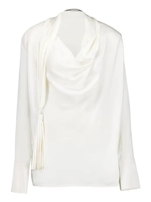 Stella McCartney Long-sleeved Tassel Draped Top - White