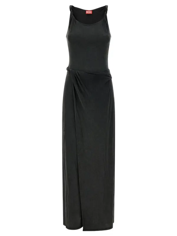 DIESEL® Sleeveless Maxi Dress With Wrap Skirt - Black