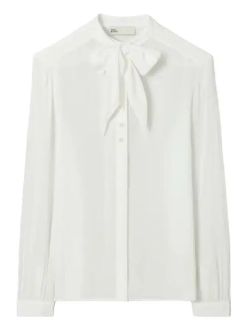 Tory Burch Georgette Bow Blouse - White